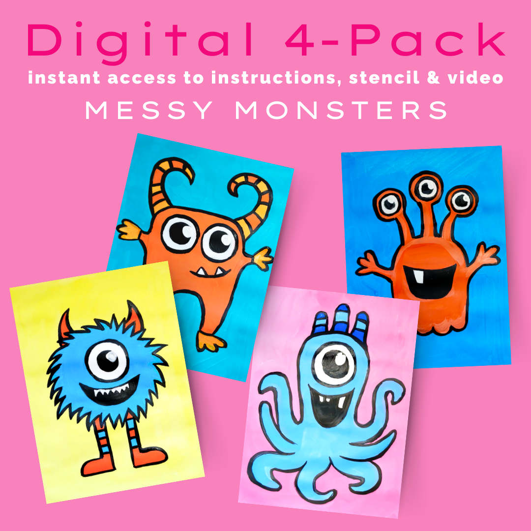 Messy Monsters - Kids Digital 4-Pack – Party in a Paint Box